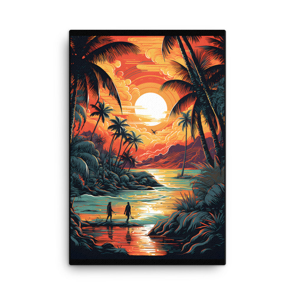 Liquid Sunset Canvas Print LC Warhawks Pink Pom Knit He